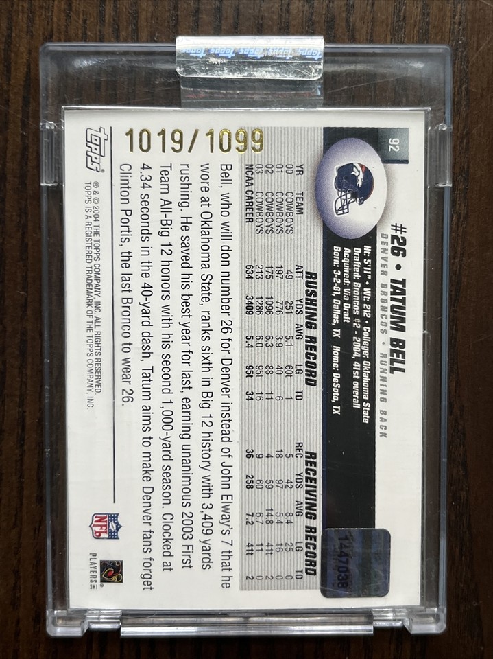 2004 Topps Signature Edition Uncirculated #92 Tatum Bell RC Autograph ...