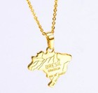Gold Plated Brazil Map Necklace Pendant & Chain Bresil Brasil Rio De ...