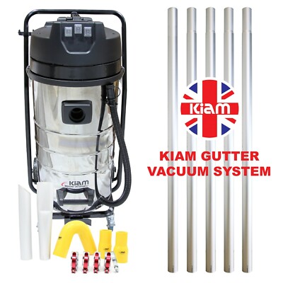 Kiam Gutter KV100-3 Wet & Dry Vacuum Cleaner & 20ft 6m Pole Kit ...