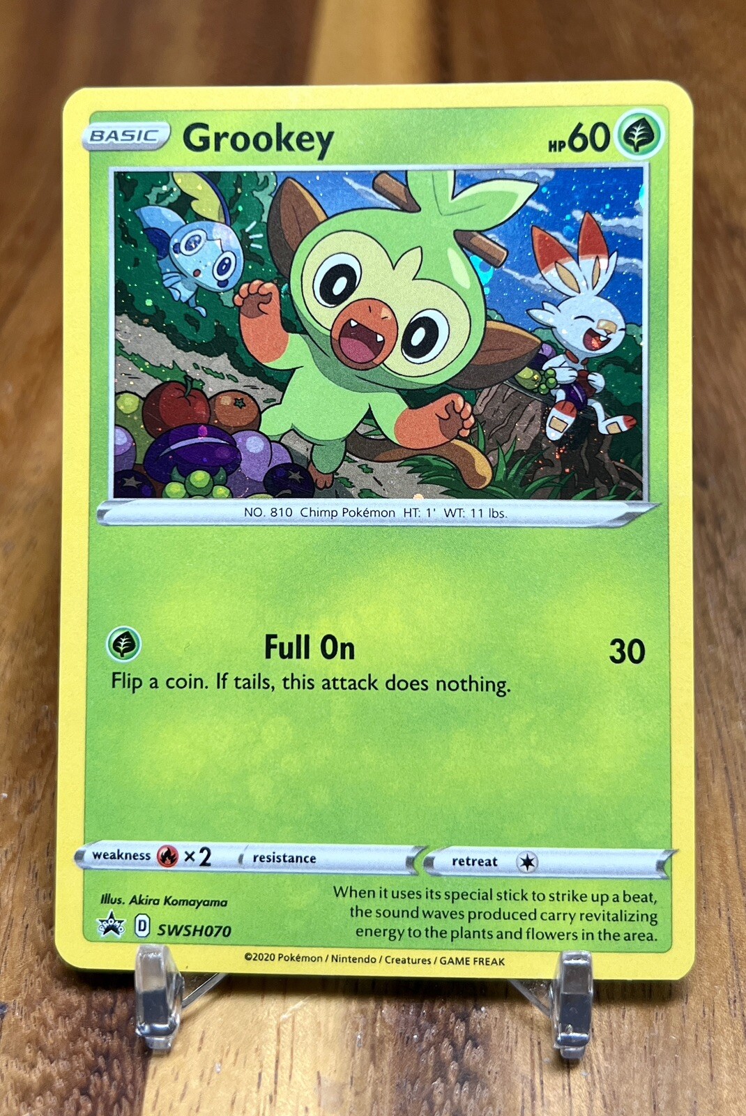 Grookey SWSH070 SWSH Black Star Promo Cosmos Holo Rare Pokemon Card NM ...