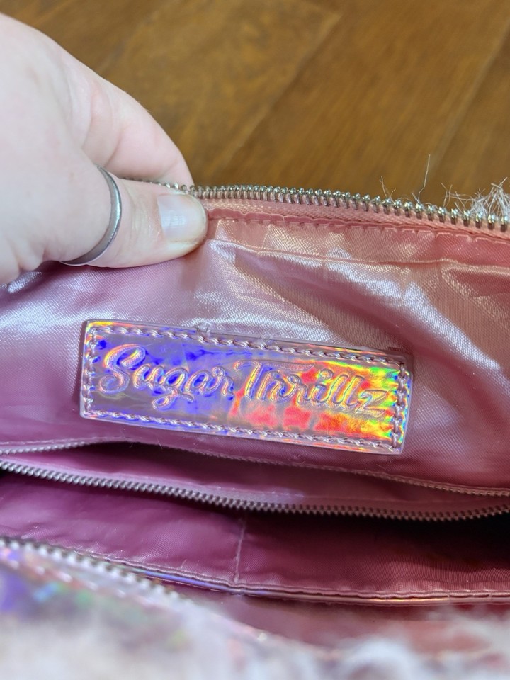 Dolls Kill Sugar Thrillz Pink Holographic Faux Fur Weekender Bag | eBay