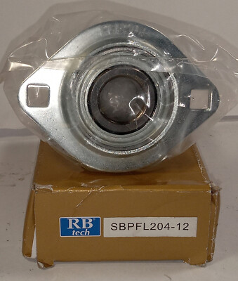 1 NEW RB TECH SBPFL204-12 2 BOLT FLANGE PRESSED STEEL BEARING NIB ...