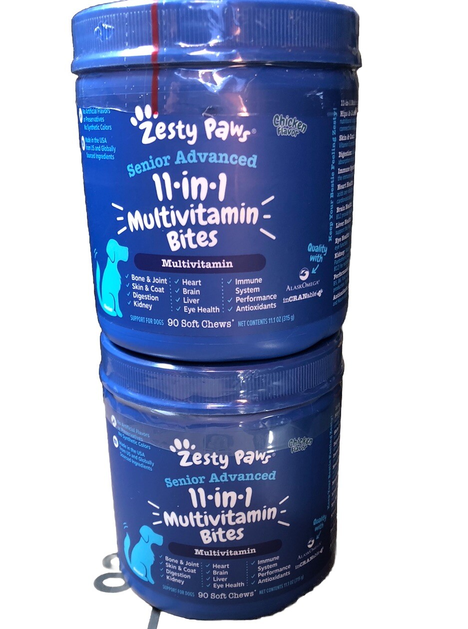 Zesty Paws Advanced 11 in 1 Multivitamin 90 Chicken Flav Dog Chews 2 ...