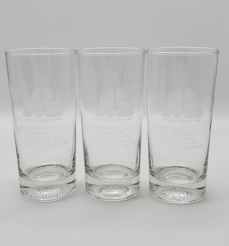 3 Vintage 1996 ARVIN SANGO INC. Awards Etched High Ball Glasses AS ...