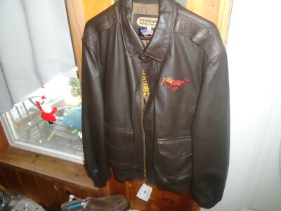 Perrone Aviation Genuine Leather Bomber Jacket FORD Mustang 30th ...