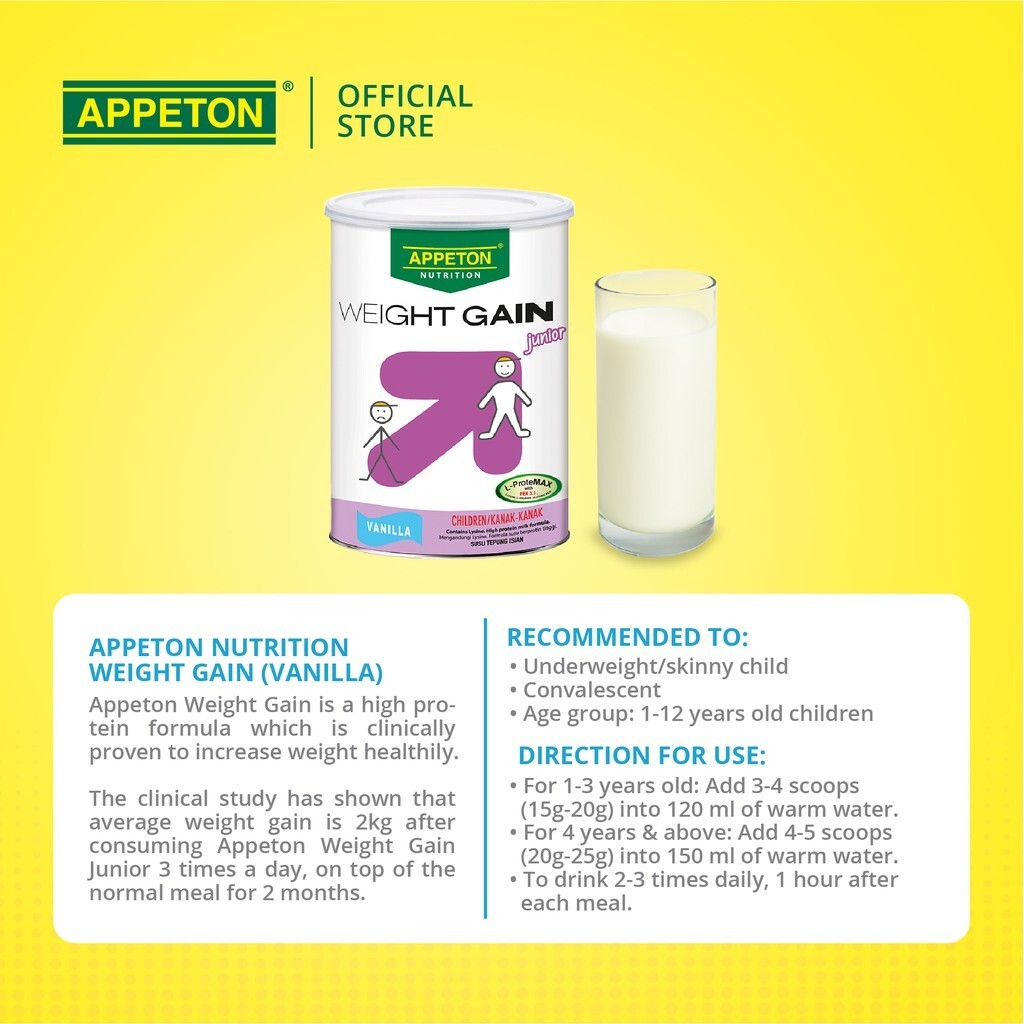 Appeton Weight Gain Powder for Adults Vanilla increase Body Weight ...