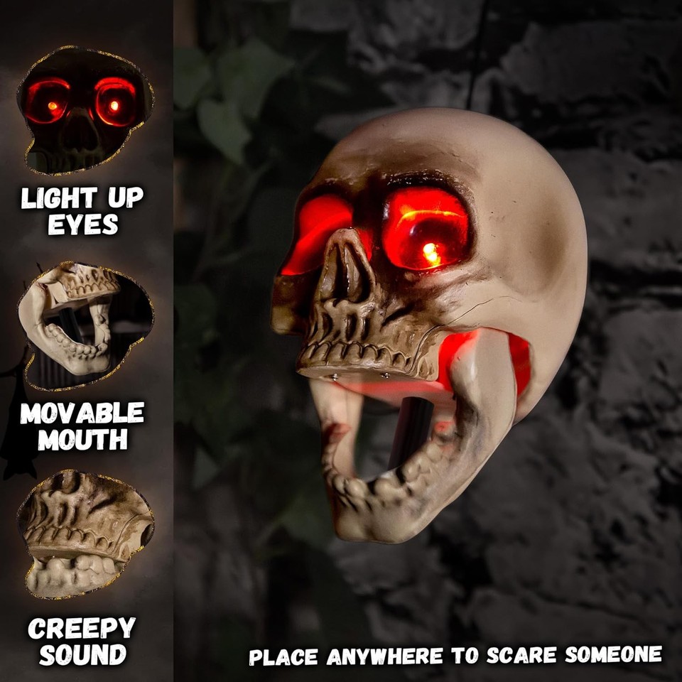 Halloween Animatronics Skull Stakes Pathway Markers, Hanging Animated ...
