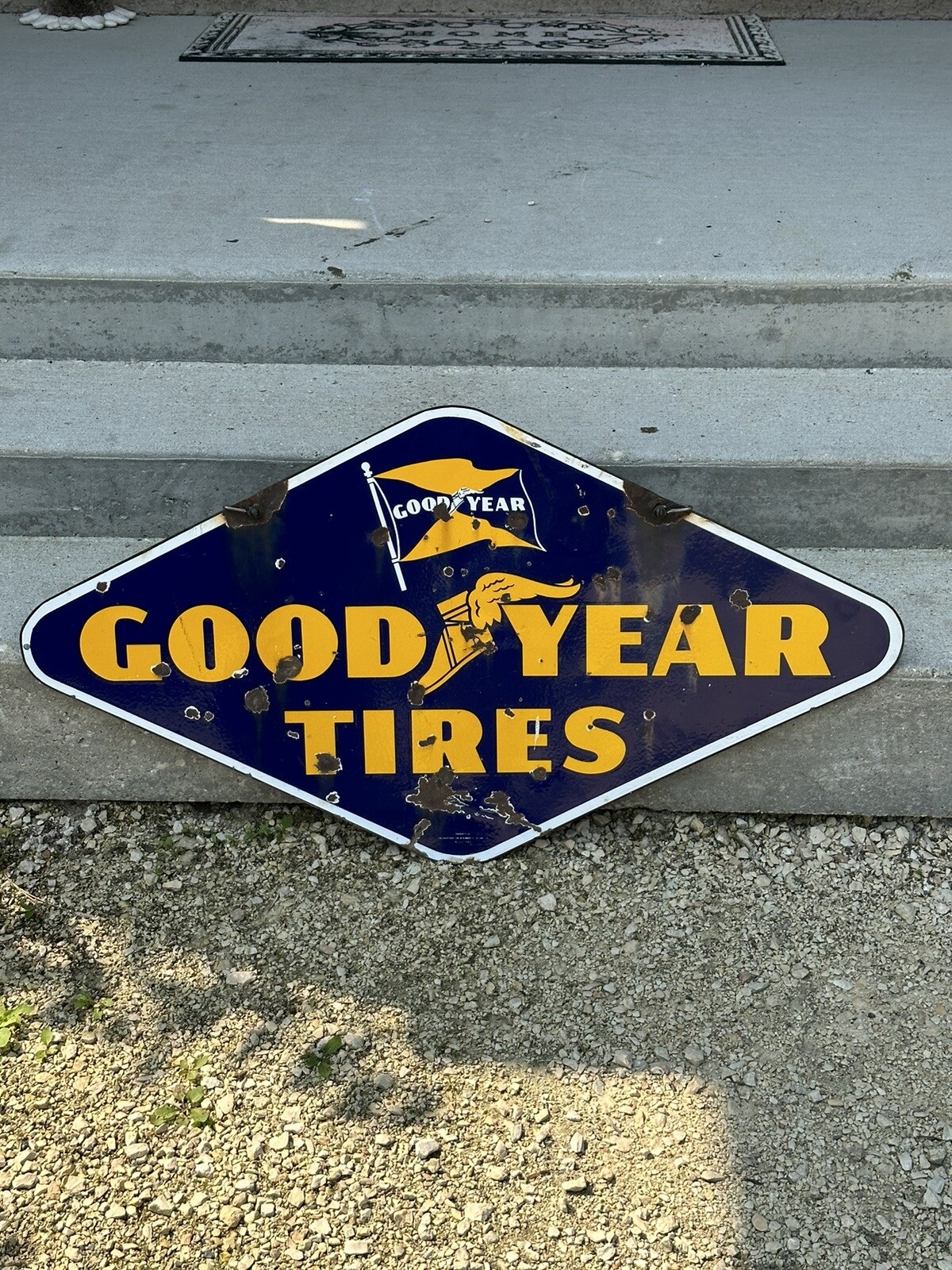 Vintage Porcelain Sign Goodyear Tires Curb Sign | eBay