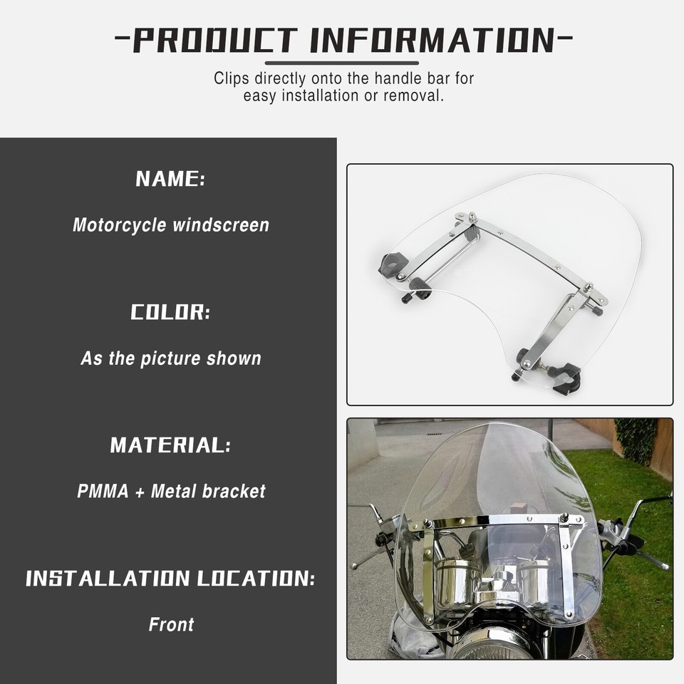 For Triumph Rocket III Large 18"x16" Clear Windscreen Windshield 7/8" 1 ...