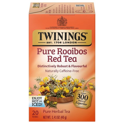 3 Pack - Twinings Pure Rooibos Red Herbal Tea Bags - Caffeine Free - 20 ...