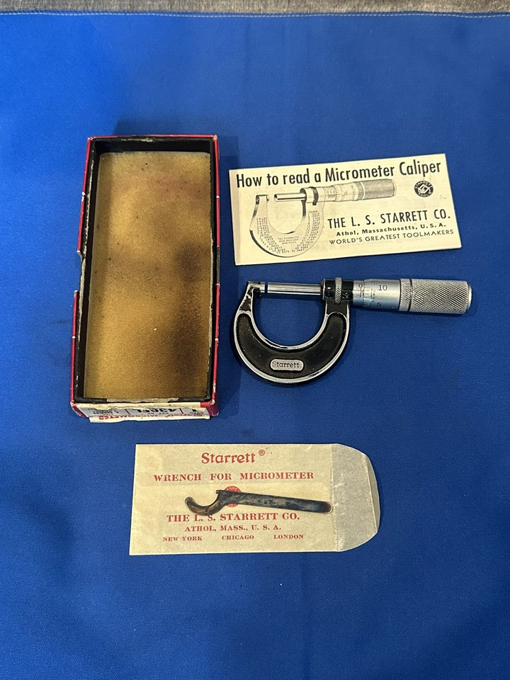 Starrett 436FL-1 Outside Micrometer Carbide Friction Thimble Lock 0.001 ...