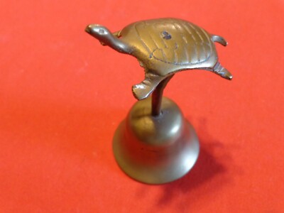 LARGE ANTIQUE SOLID BRASS TURTLE BELL 3 in TALL 2 in WIDE NICE RARE ...