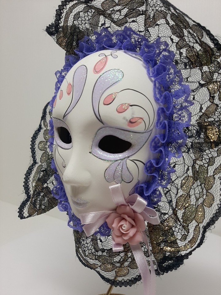 VTG Mardi Gras Mask Wall Hanging Porcelain Painted Face Taiwan 1989 ...