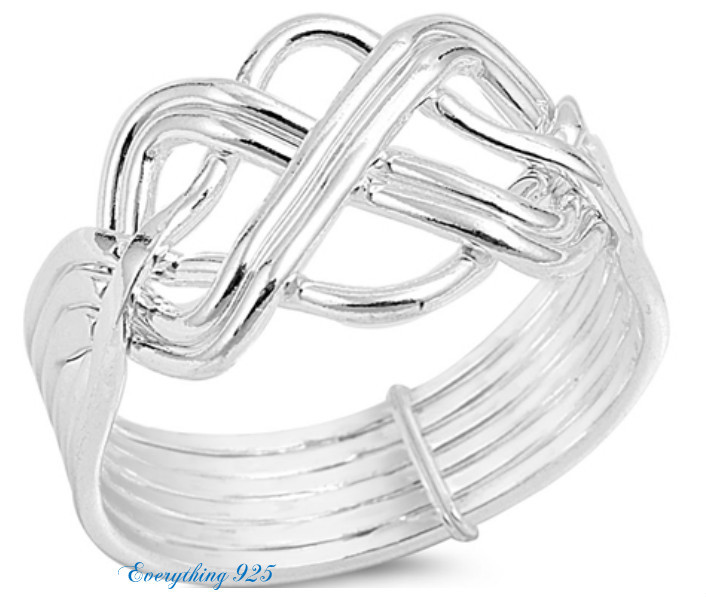 Sterling Silver 925 INTERLOCKING PUZZLE BAND DESIGN RINGS 12MM SIZES 5 ...