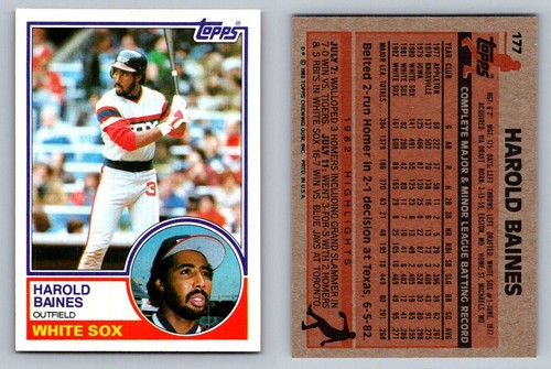 Harold Baines Outfield White Sox Topps 1983 Baseball Card 177 ...