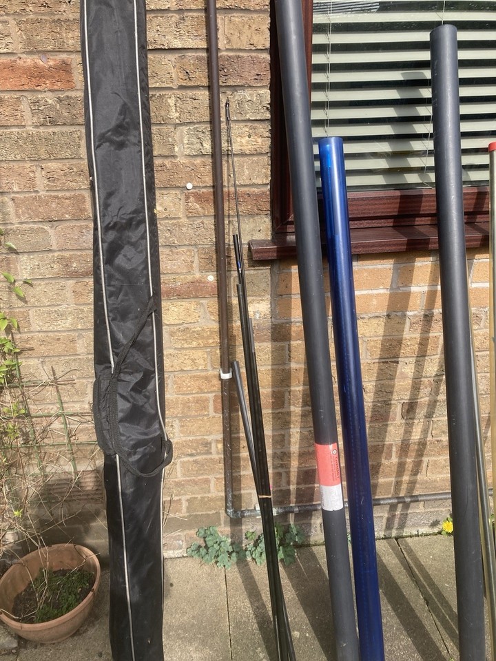 Assortment Of Fishing Rods Poles Section Poles Pole Tips 2x Brollys £ ...