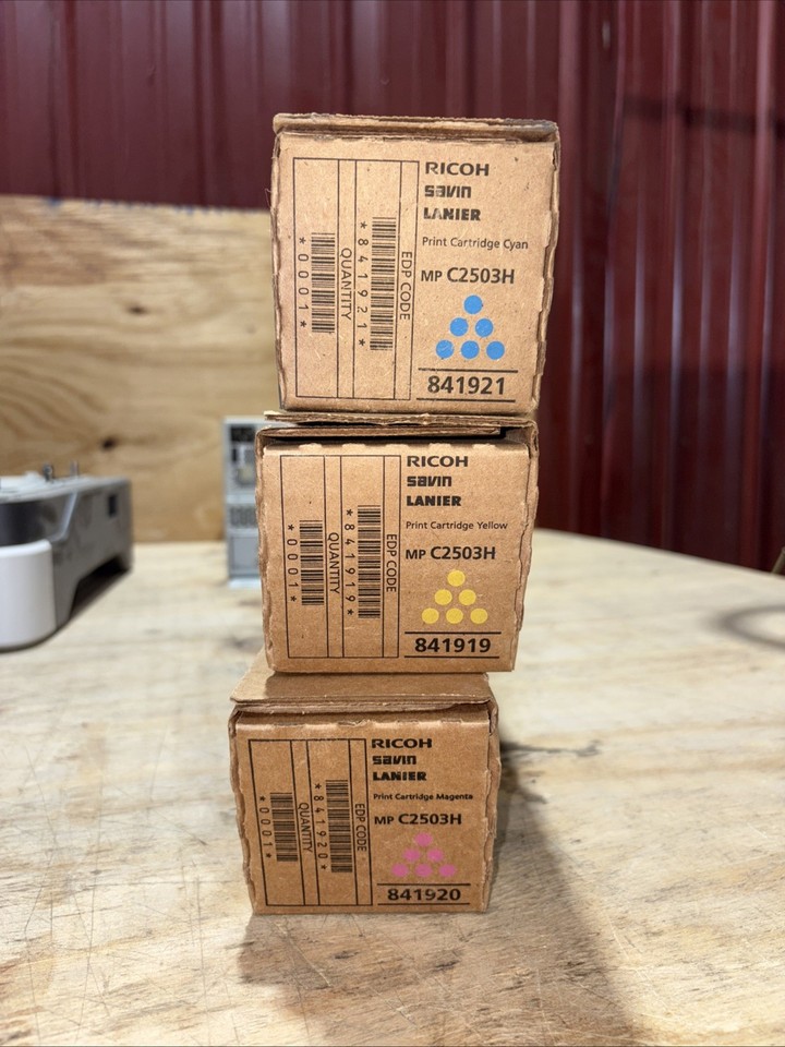 Genuine Set Of 3 Ricoh Toner C,Y,M For MP C2503H 841921, 841919, 841920 ...