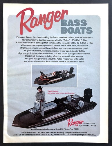 1978 Ranger Aztec 1750 Fish & Play Bass/Ski Boat photo vintage print ad ...