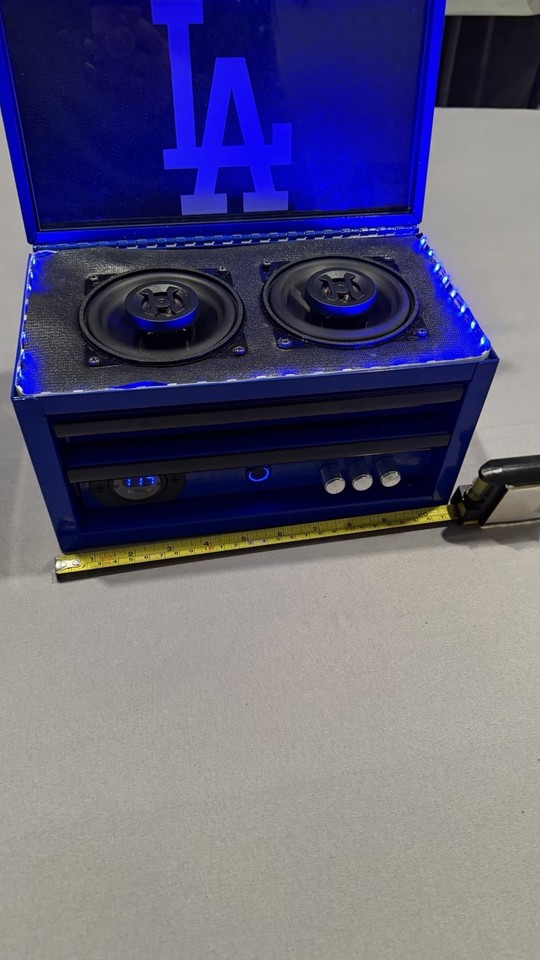 CUSTOM DODGERS Mini Tool Box Bluetooth Speaker w/4in Speakers w/ LED ...