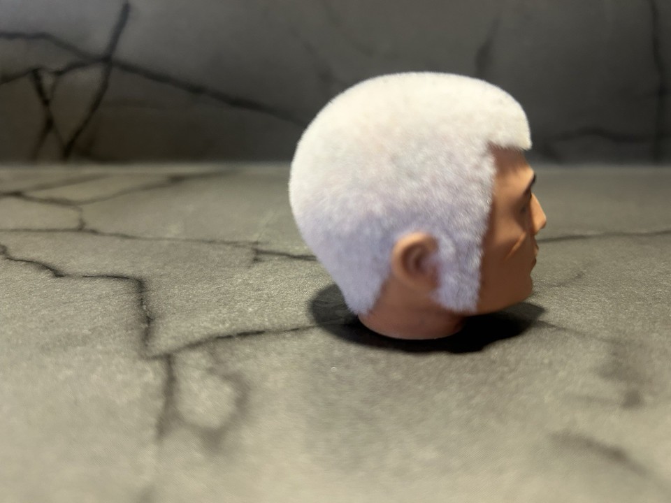 Palitoy Vintage Action Man Custom White Flock Head Only With Sideys ...