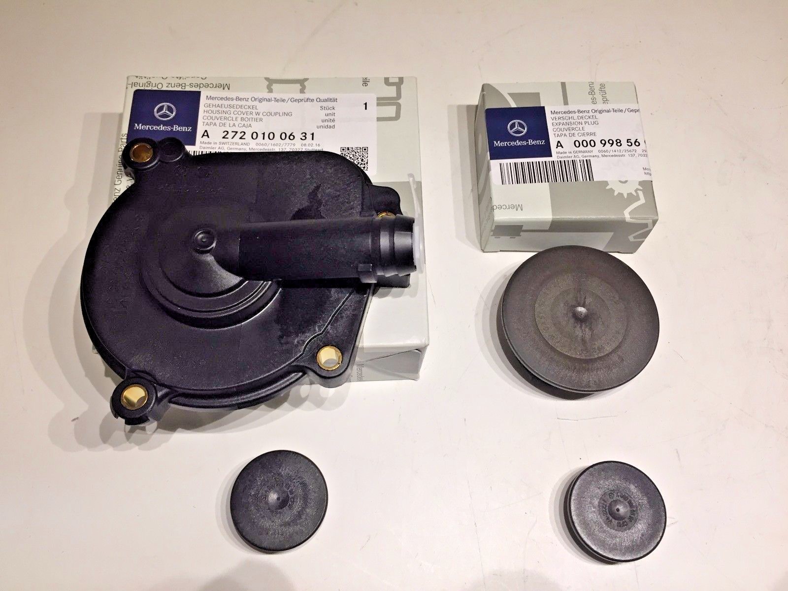 Mercedes-Benz Engine Oil Separator Kit Cover w/Seal + Camshaft Cap Set ...