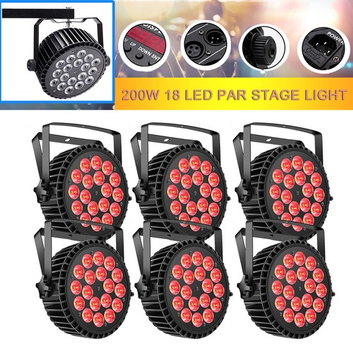 6pcs 270W RGBW 18 LED Par Can DMX Stage Light Party Disco Show Wedding ...