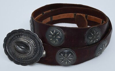 Large southwest sterling silver finely stamped concho belt by Brett ...