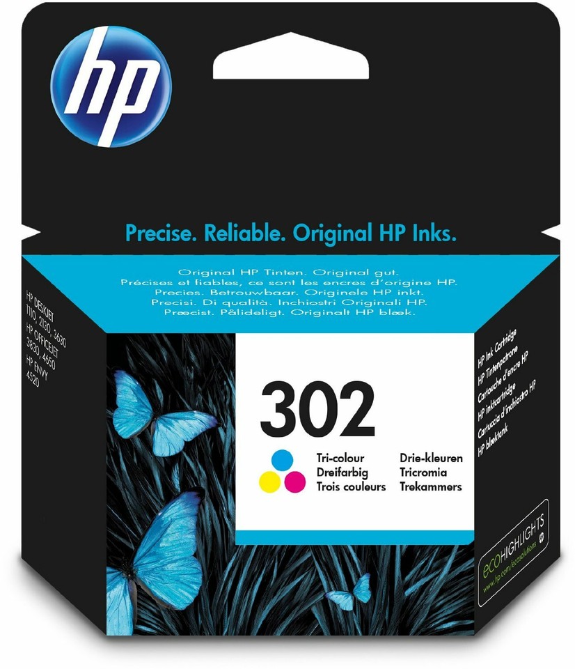 Original HP 302 / 302XL Black & Colour Ink Cartridges For DeskJet 1110 ...