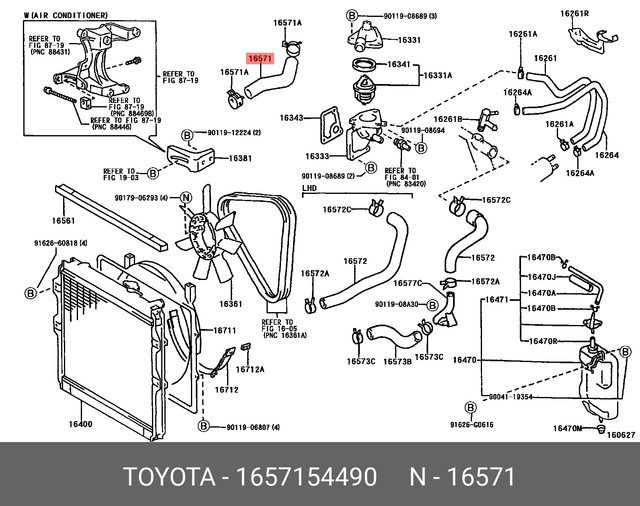 Genuine OE coolant hose 1657154490 for TOYOTA 16571-54490 online kaufen ...