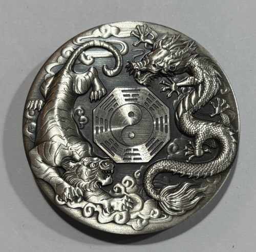 2021 Australia Perth Mint Tiger & Dragon 2oz Silver Antiqued Coloured ...