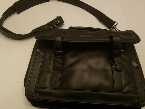 Targus Black Leather Briefcase Laptop Computer Bag Organizer /W ...