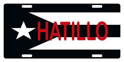 Puerto Rico Hatillo Flag License Plate Black & White Boricua Emblem | eBay