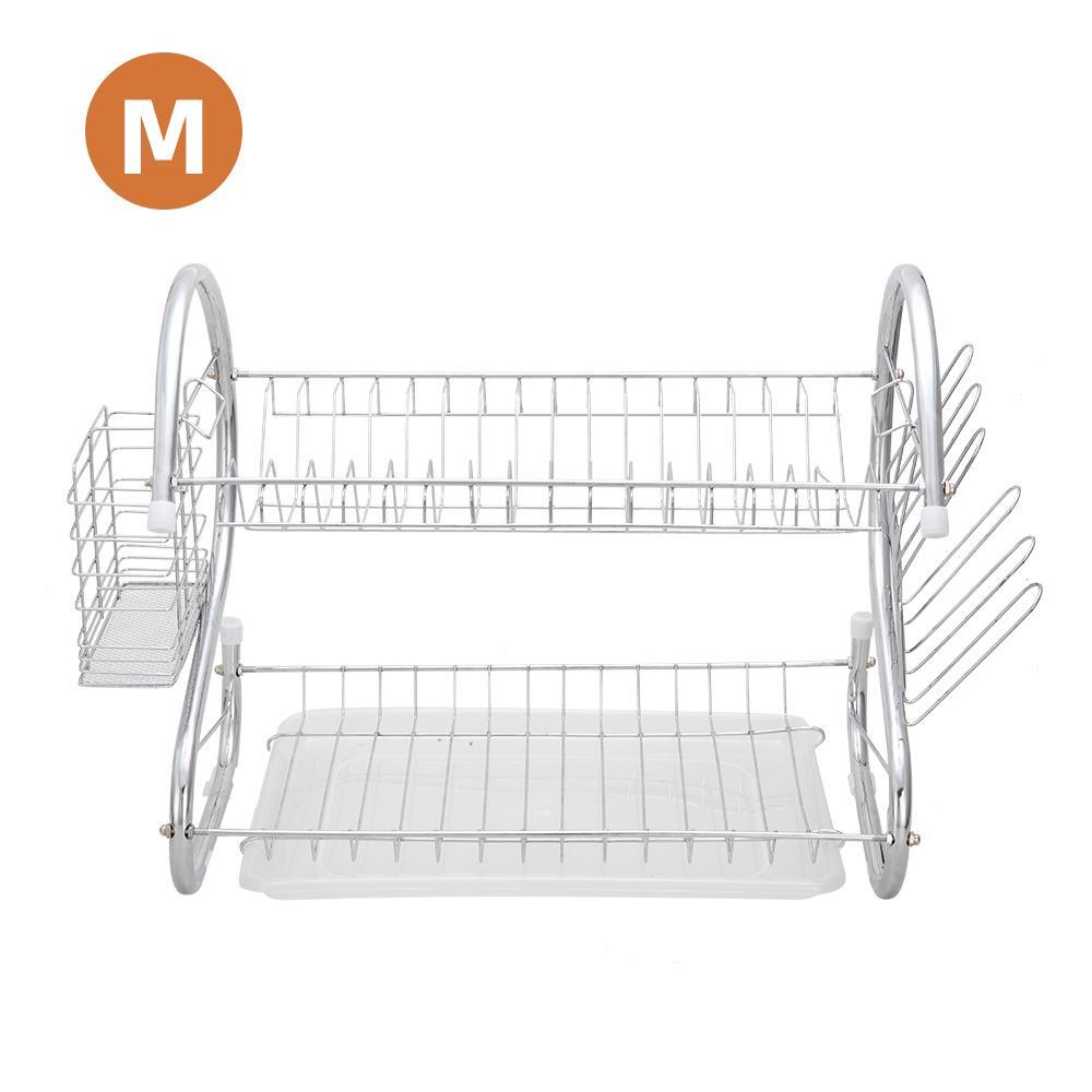 High Grade Stainless 2 Tier Dish Drainer Drying Rack Kitchen Storage ...