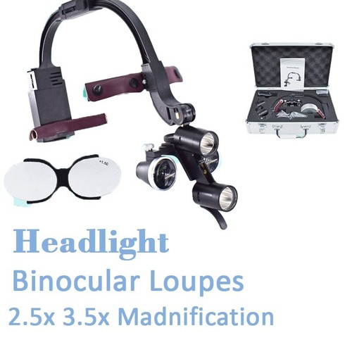 Wireless Dental 3.5X Binocular Loupes w/ 5W LED Head Light 2 LEDs 2 ...