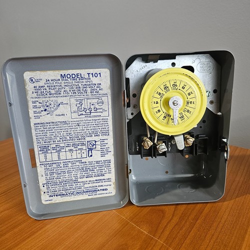Intermatic T101 24 Hr Electromechanical Timer DPST Time Switch 120VAC ...