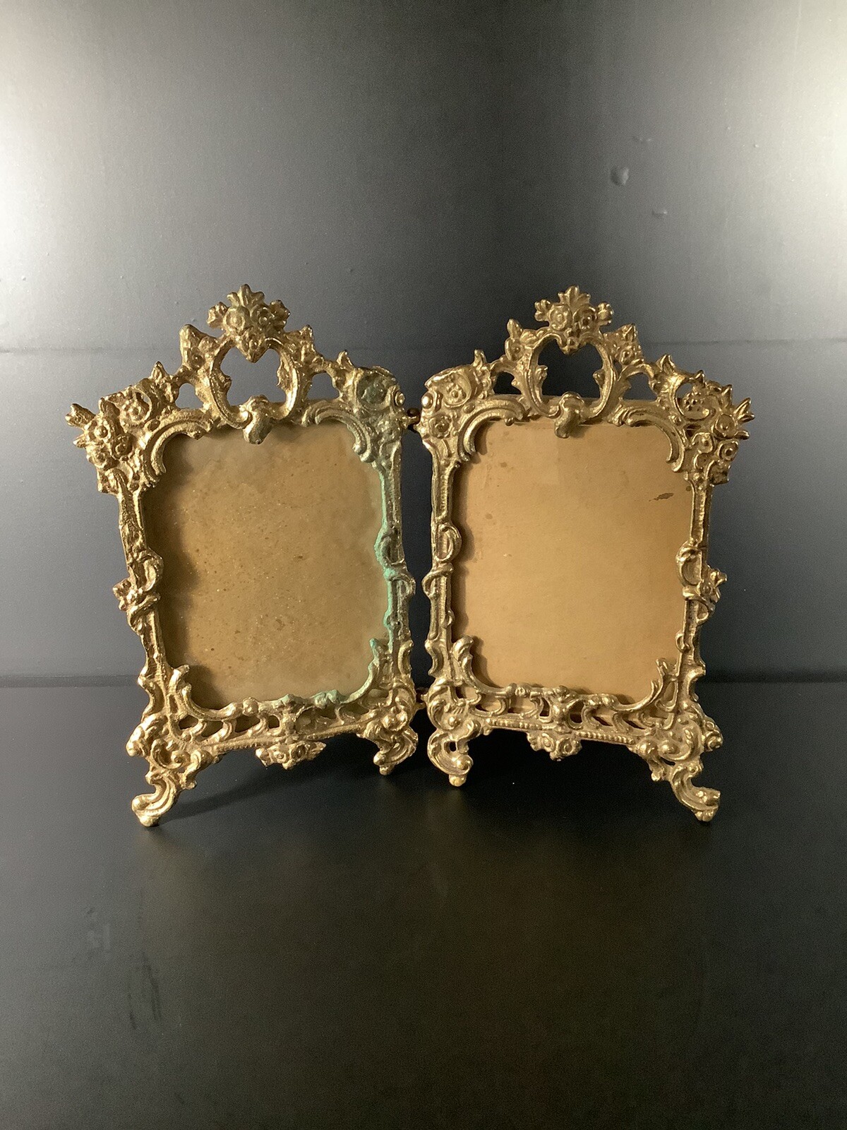 Antique French Gilt Bronze Hinged Double Picture Frames Stand Alone ...