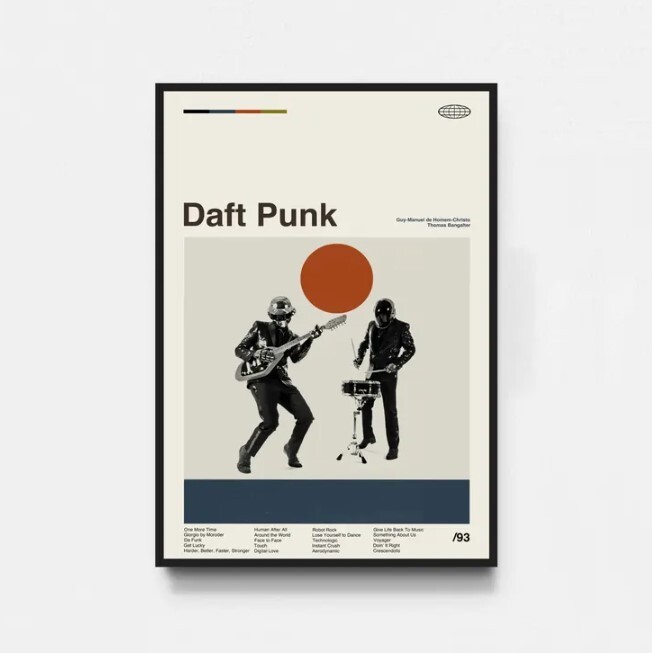 Daft Punk Poster, Daft Punk Album Poster, Music Print, Midcentury Art ...