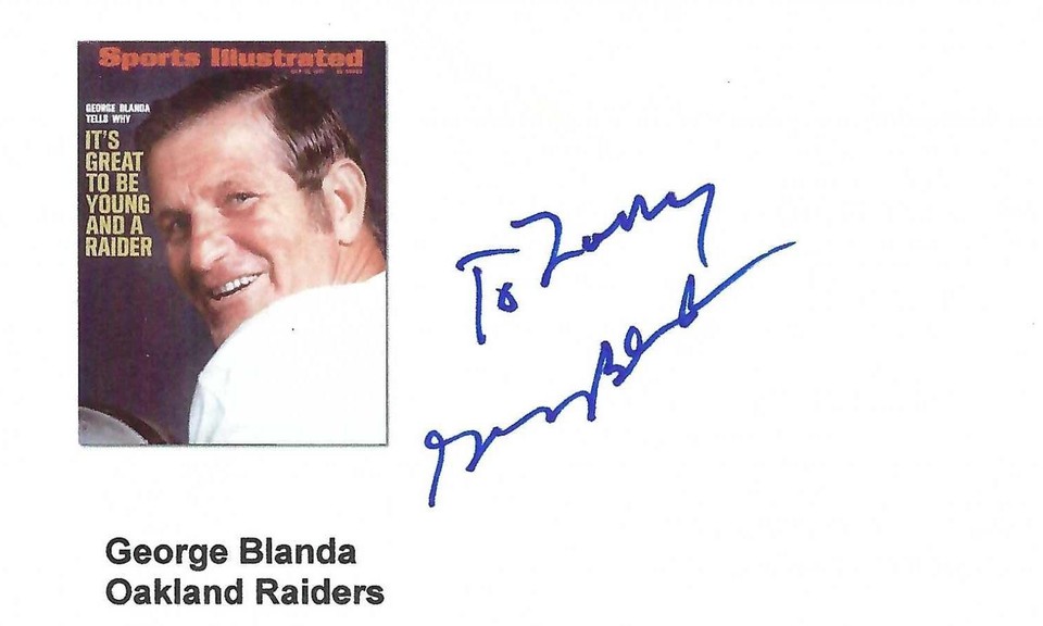 OAKLAND RAIDERS GEORGE BLANDA SIGNED 3x5 INDEX CARD | eBay