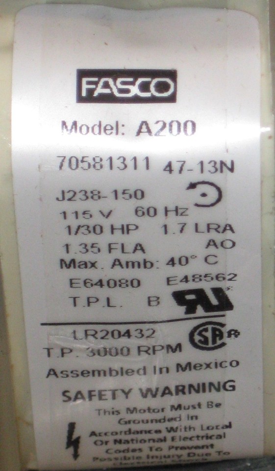 Fasco A200 Furnace Draft Inducer Motor fits Lennox 7002-2975 313L5501 ...