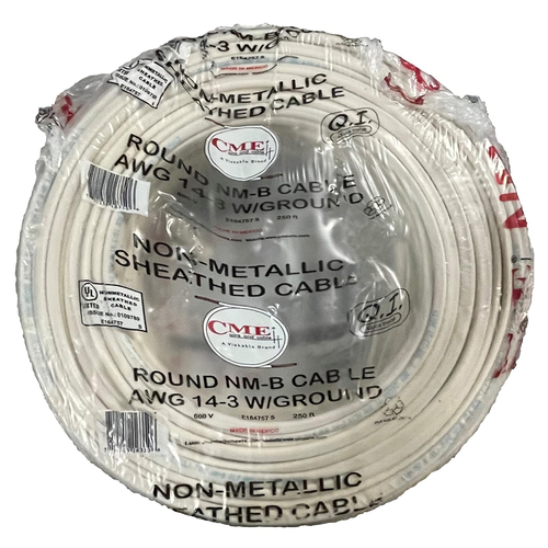 CME Wire & Cable 14/3 + Ground Copper Building Wire, NM-B Cable, 250 ...