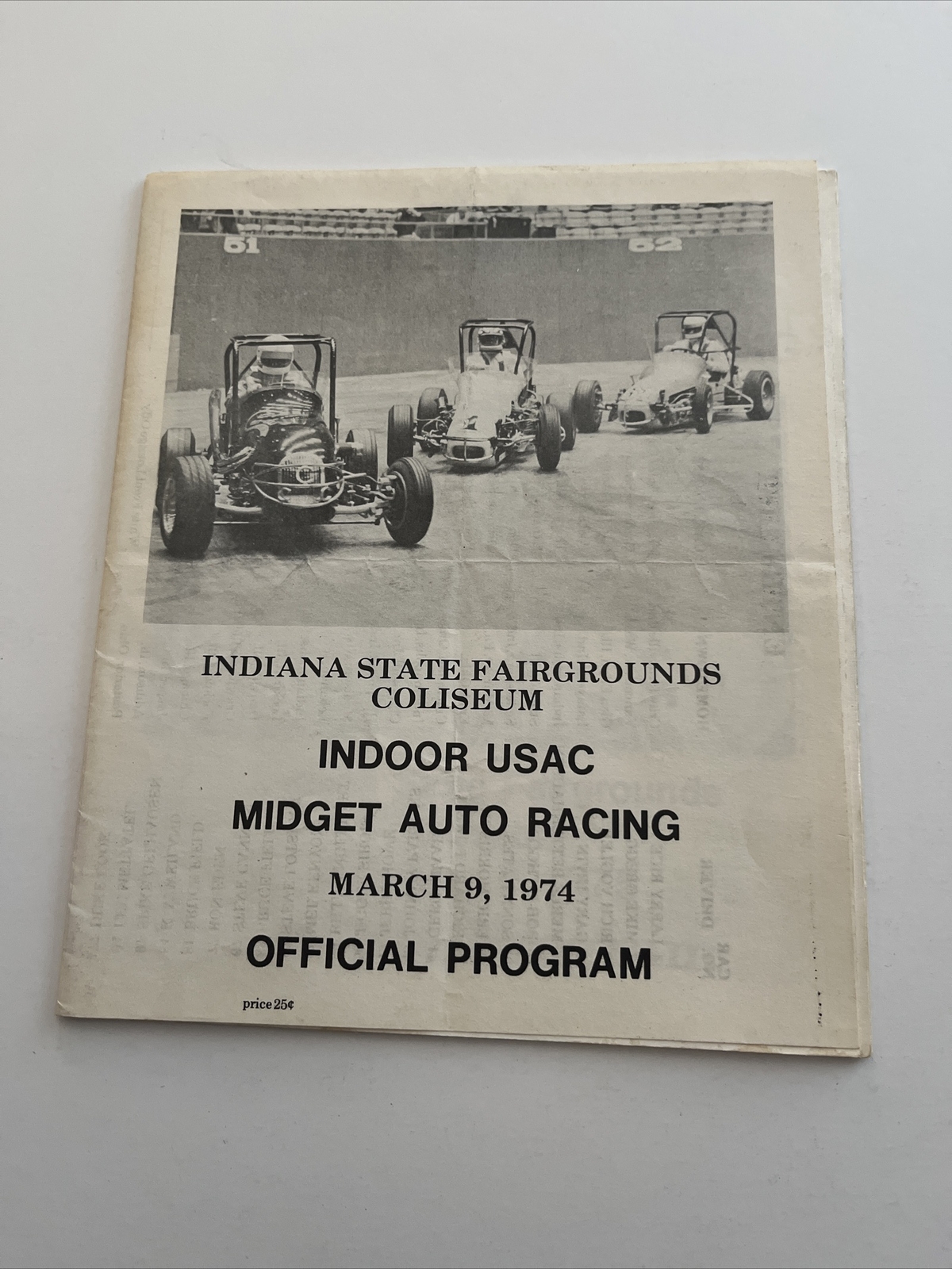 1974 Race Program: Indoor USAC Midget Auto Racing @ Indiana State ...