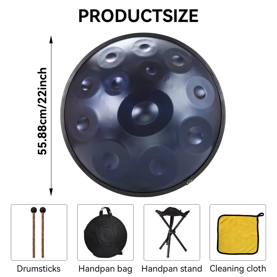 Hand Pan Drum 22 In 12 Notes D Minor Steel Hand Drum with Soft Hand Pan ...