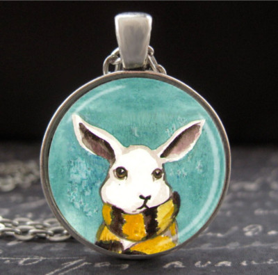 Anthropomorphic Bunny Rabbit Necklace Women Antique Silver Jewelry ...