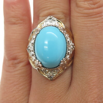 MICHAEL VALITUTTI Gems En Vogue Sterling 2-Tone Turquoise & Topaz Ring ...