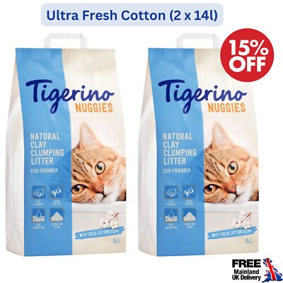 Economy Pack: 2 x 14l Tigerino Nuggies Cat Litter Ultra Fresh Cotton ...