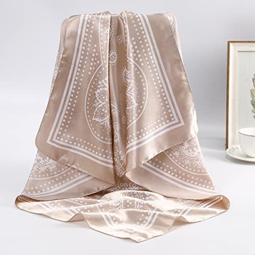 35” Satin Large Square Head Scarves - (Cashew(black+gray+burgundy+light ...