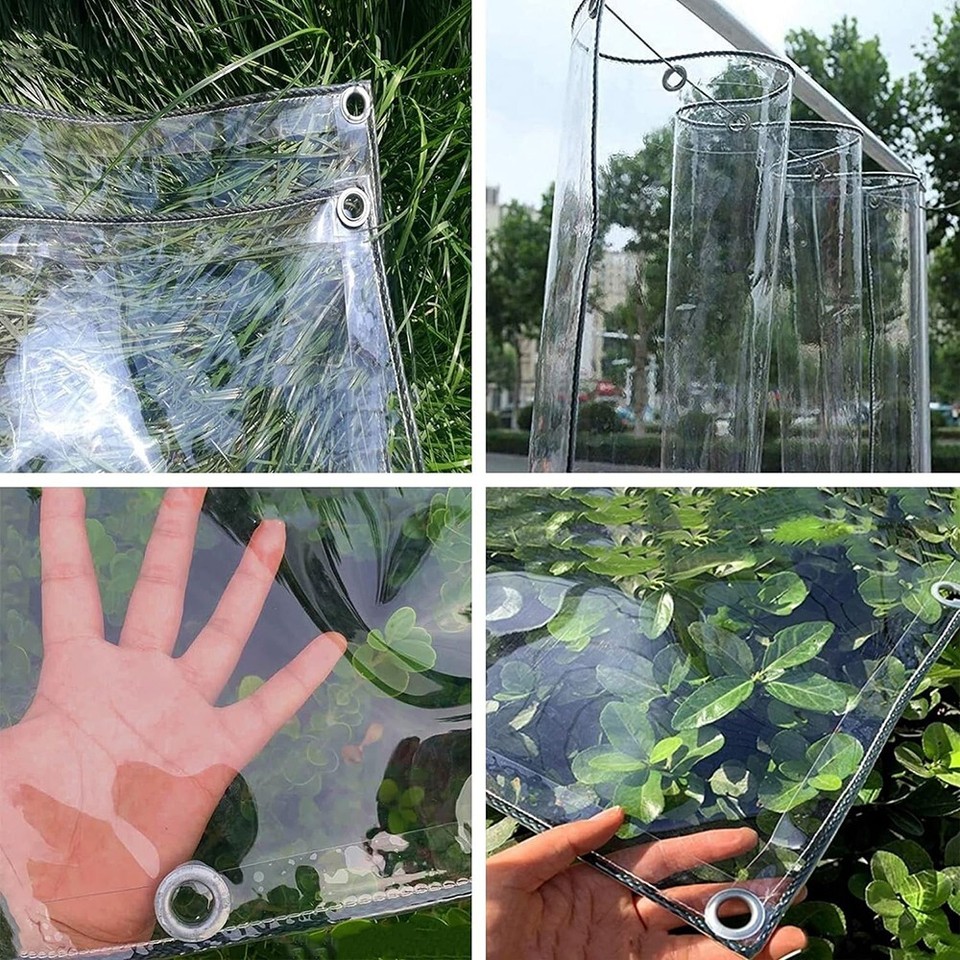 430gsm Clear PVC Tarp Waterproof Heavy-Duty Transparent Tarpaulin with ...