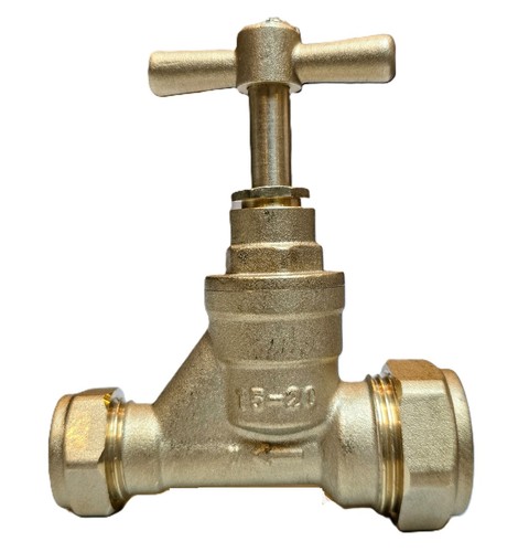 BRASS POLY STOPCOCK 20MM X 15MM MDPE STOP COCK BLUE MAINS WATER PIPE TO ...