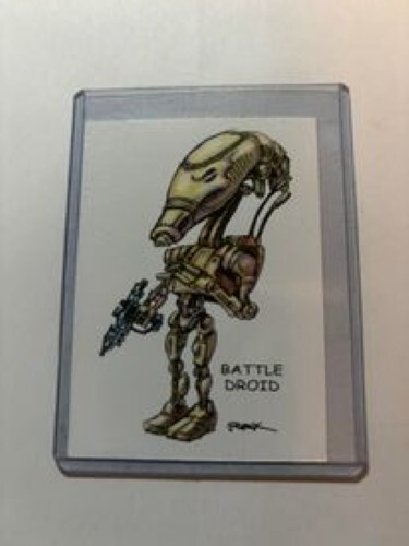 STAR WARS ** BATTLE DROID ** TRADING CARD ART SIGNED by RAK ** NEAR ...