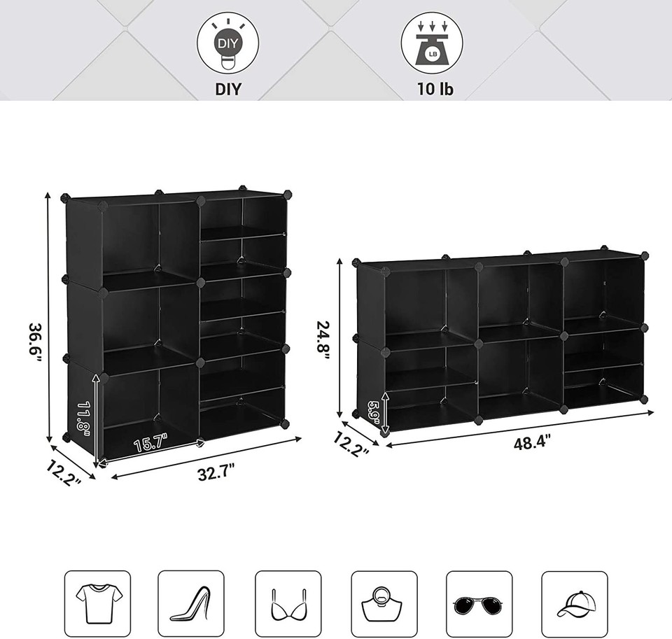 Cube Storage Organizer, Interlocking Plastic Cubes with Divider Design ...